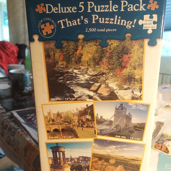 Cardinal | Games | Deluxe 5 Puzzles Pack Color Coded Back Each 5in X ...